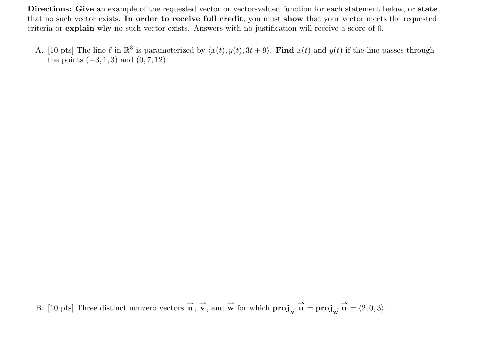 Solved Directions: Give an example of the requested vector | Chegg.com