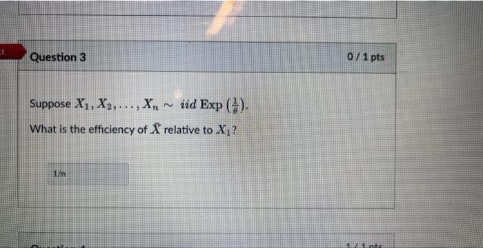 Solved Suppose X1,X2,…,Xn∼ iid Exp(θ1) What is the | Chegg.com