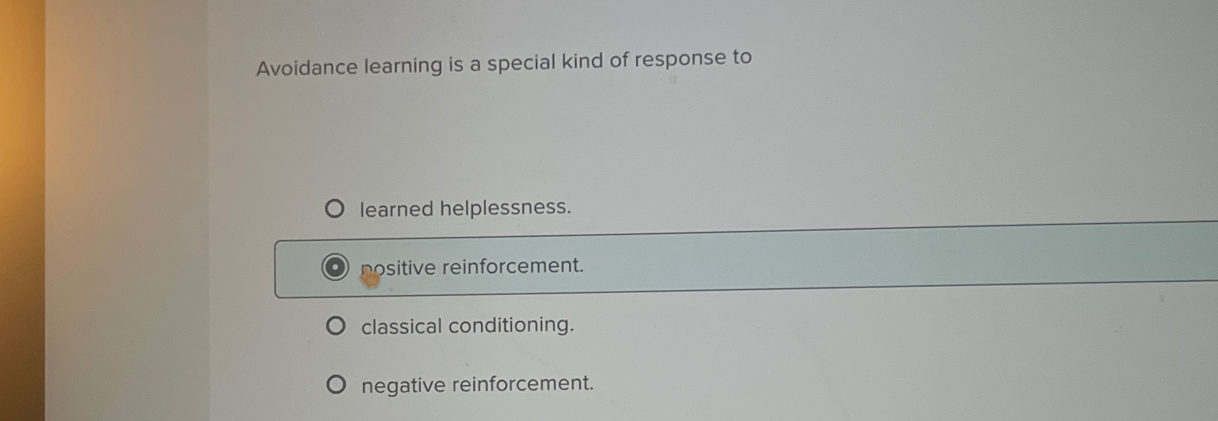 Solved Avoidance Learning Is A Special Kind Of Response