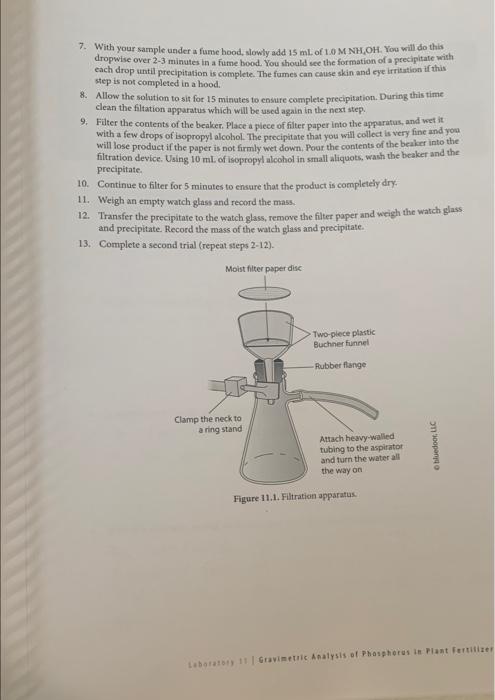 Solved LABORATORY 11 GRAVIMETRIC ANALYSIS OF PHOSPHORUS IN | Chegg.com