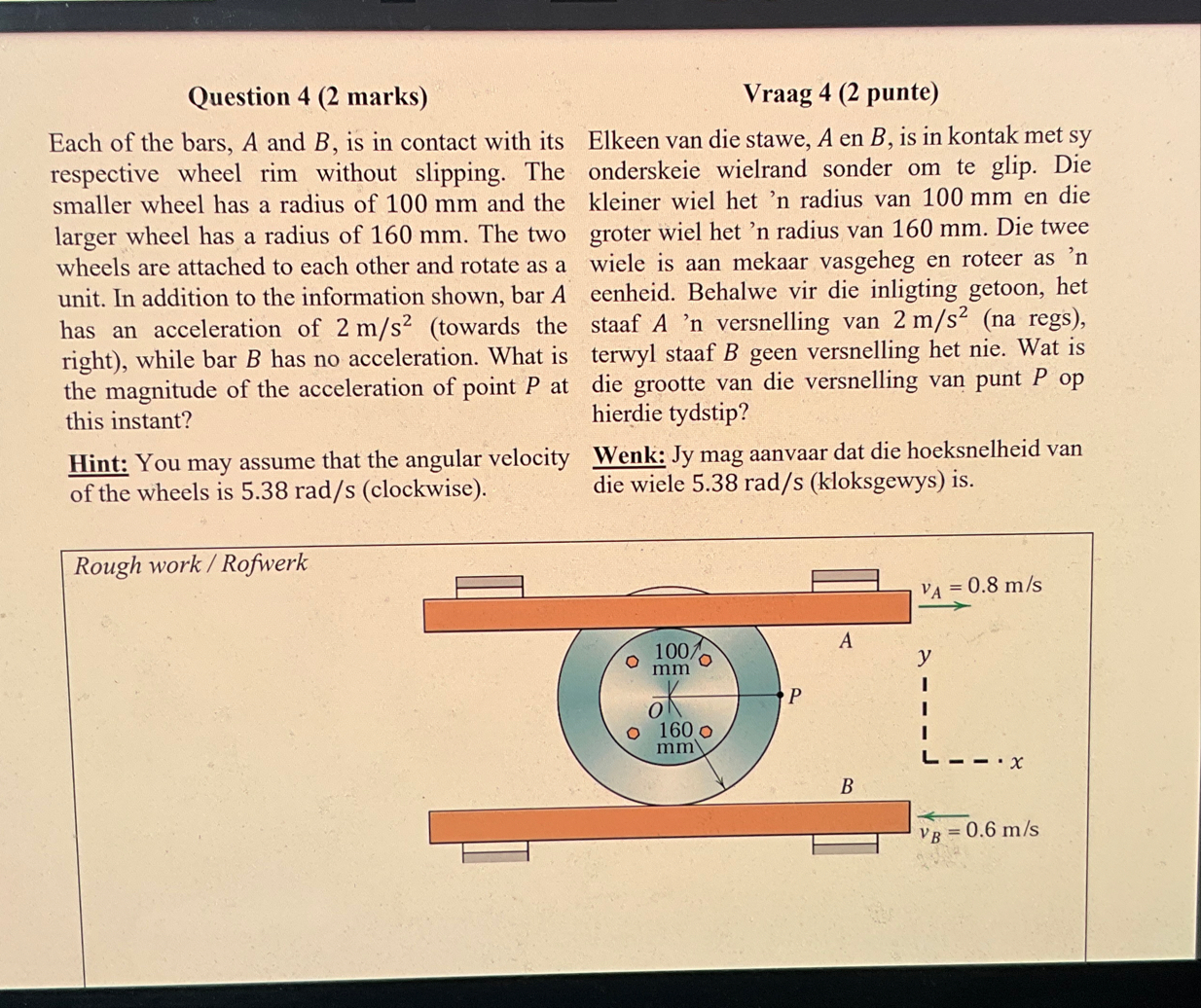Solved Question 4 (2 ﻿marks)Each of the bars, A and B, ﻿is | Chegg.com