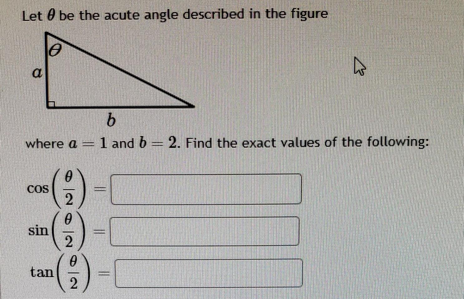 Solved Let θ be the acute angle described in the figure | Chegg.com