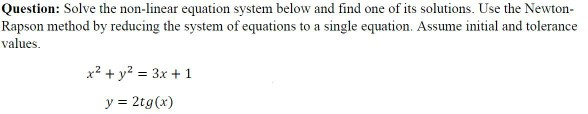 Solved Question: Solve the non-linear equation system below | Chegg.com