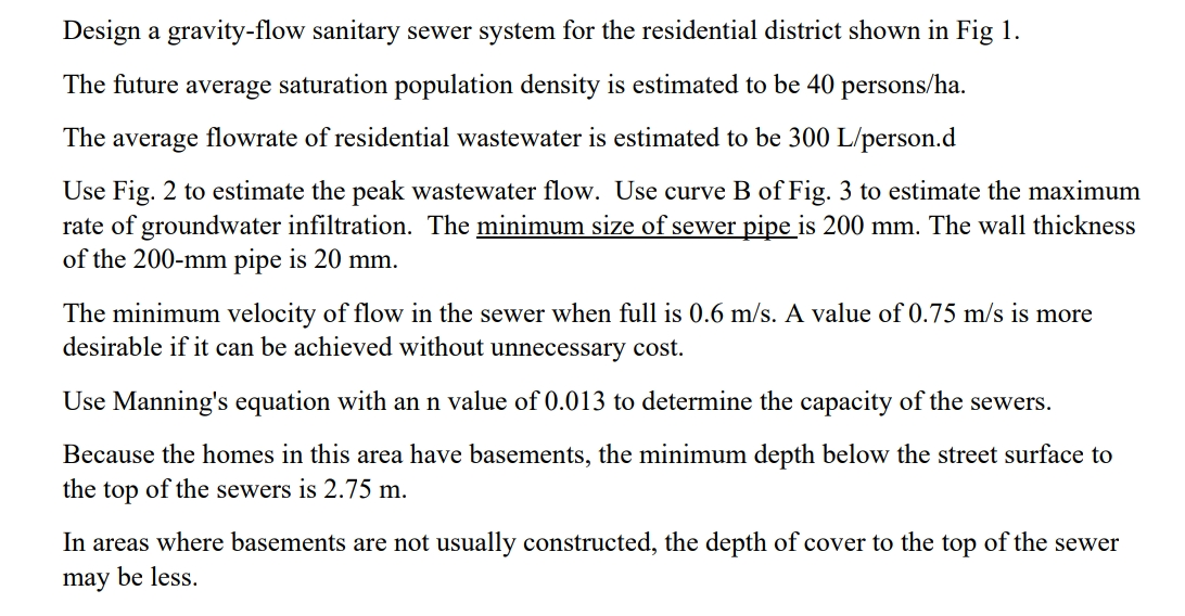 Design a gravity-flow sanitary sewer system for the | Chegg.com