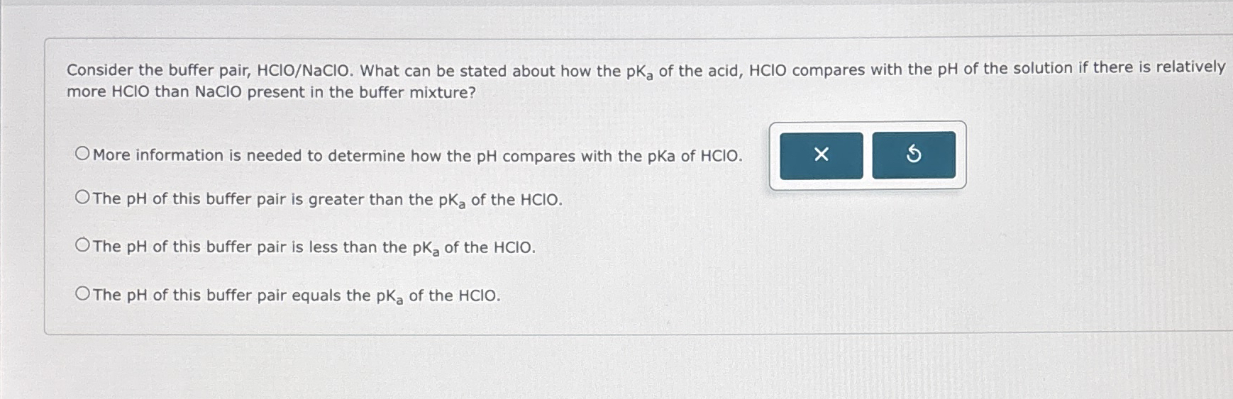 Solved Consider the buffer pair, HClONaClO. What can be | Chegg.com