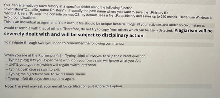 In this assignment you will be using swirl - R | Chegg.com