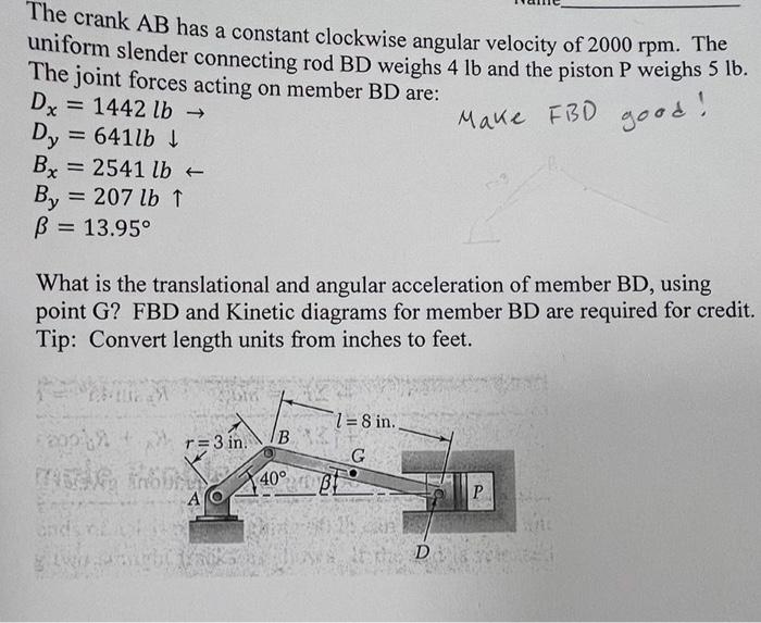 Solved The crank AB has a constant clockwise angular | Chegg.com