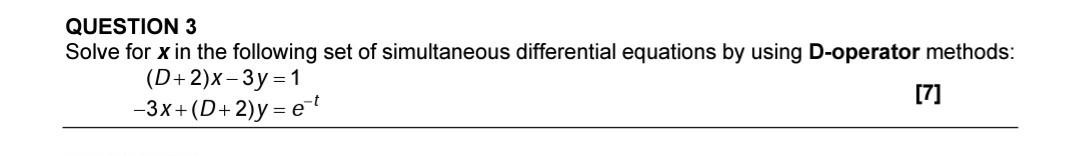 Solved QUESTION 3 Solve for x in the following set of | Chegg.com