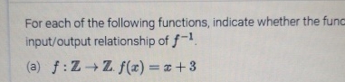 Solved For each of the following functions, indicate whether | Chegg.com