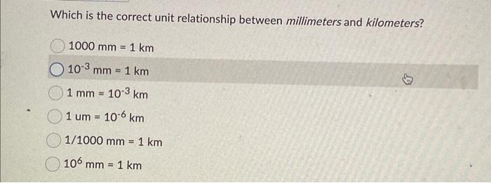 Solved Which is the correct unit relationship between | Chegg.com