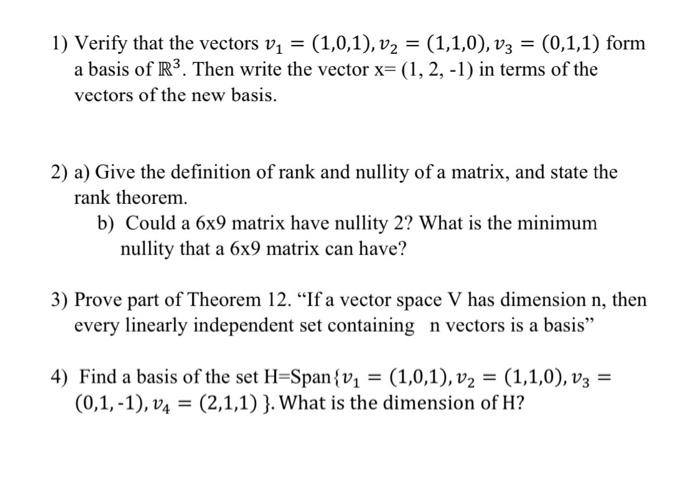 Solved 1) Verify that the vectors | Chegg.com