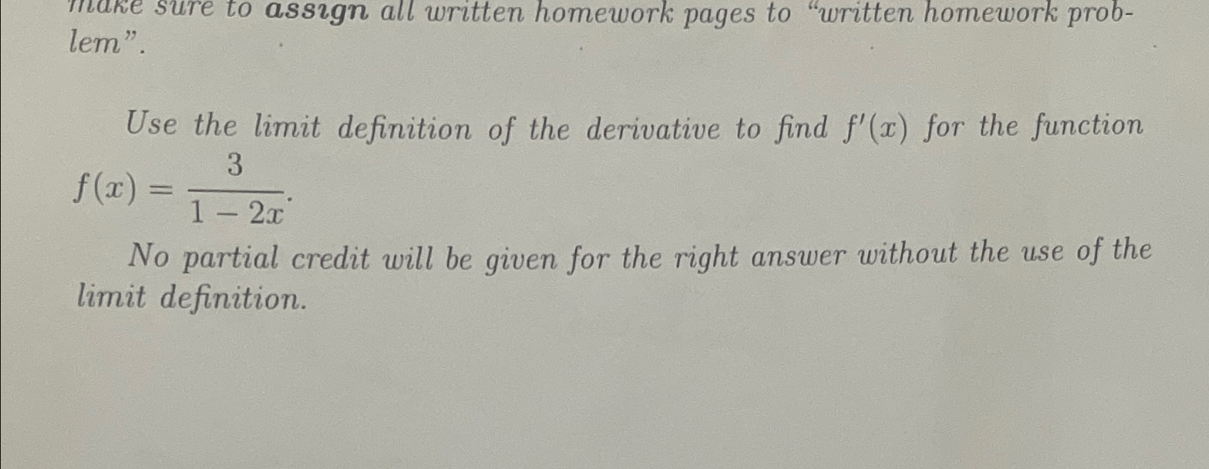 Solved lem".Use the limit definition of the derivative to | Chegg.com