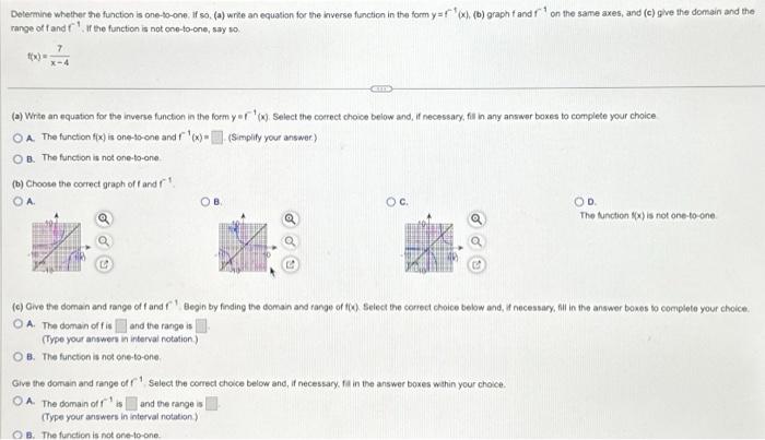Solved Determine whether the function is one-to-one. If so, | Chegg.com