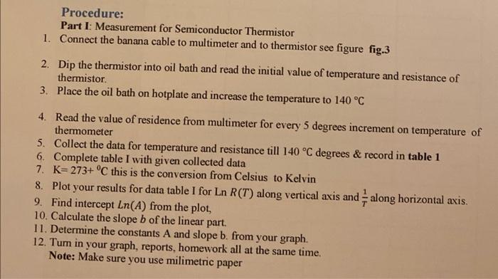 Solved Procedure: Part I: Measurement for Semiconductor | Chegg.com