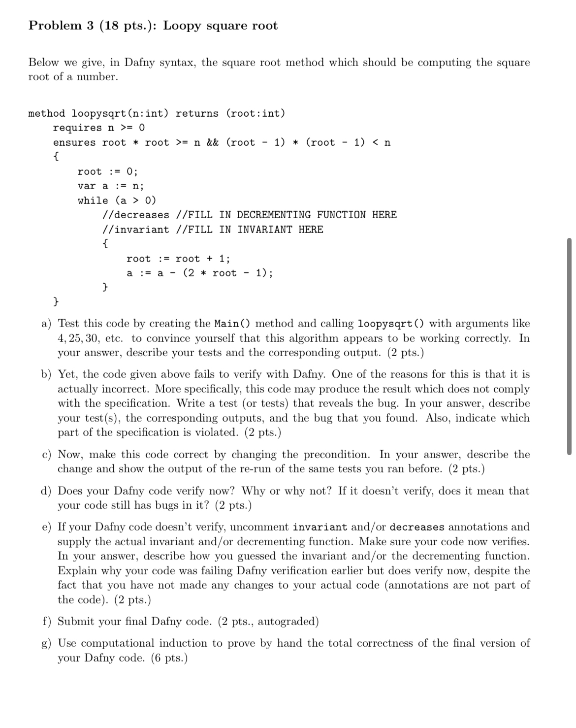 Solved Problem 3 (18 ﻿pts.): Loopy square rootBelow we give, | Chegg.com