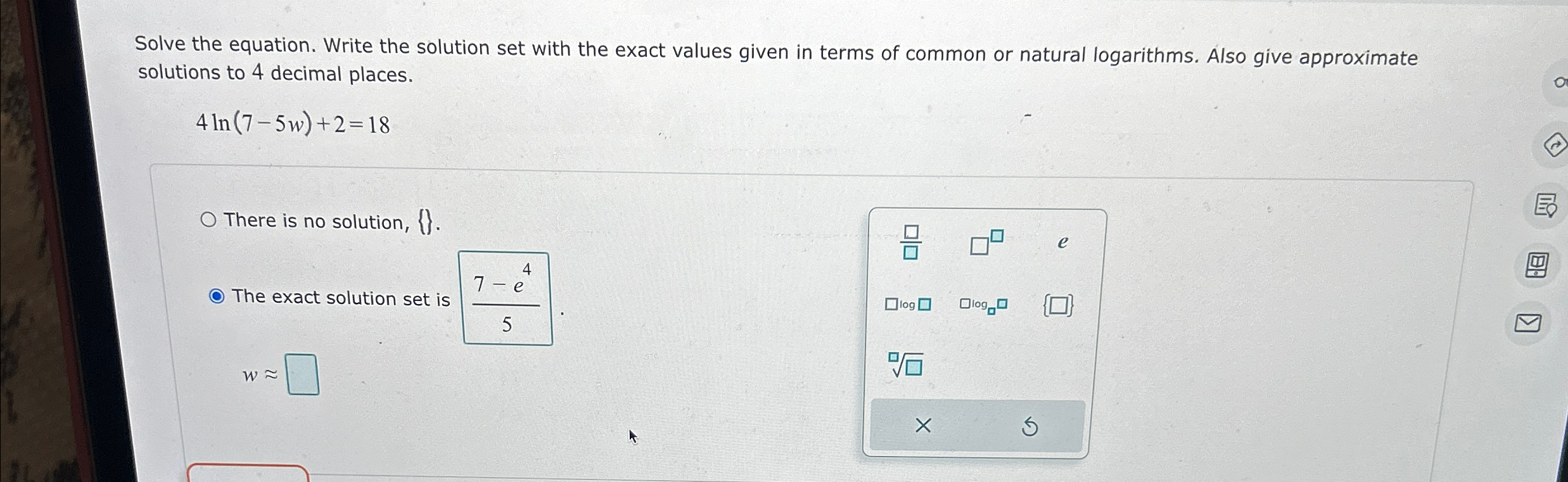 Solved Solve the equation. Write the solution set with the | Chegg.com