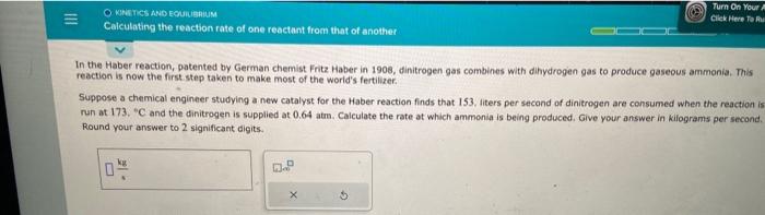 Solved In the Haber reaction, patented by German chemist. | Chegg.com