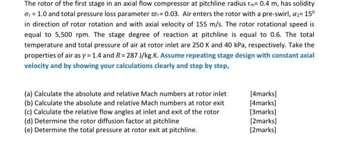Solved The rotor of the first stage in an axial flow | Chegg.com