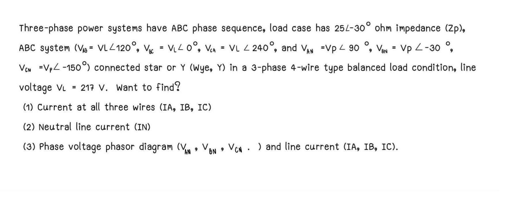 Solved = o 9 = 9 Three-phase power systems have ABC phase | Chegg.com
