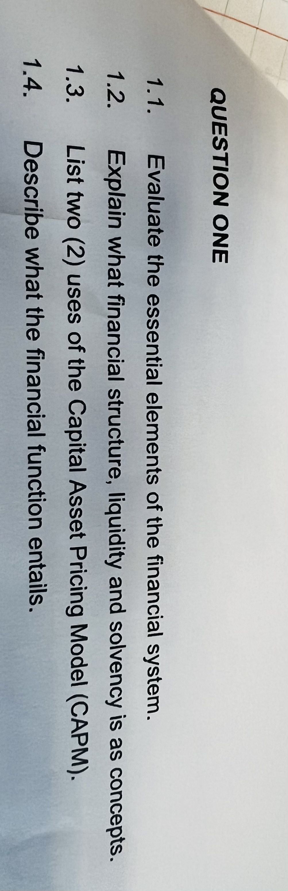 Solved QUESTION ONE1.1. ﻿Evaluate the essential elements of | Chegg.com