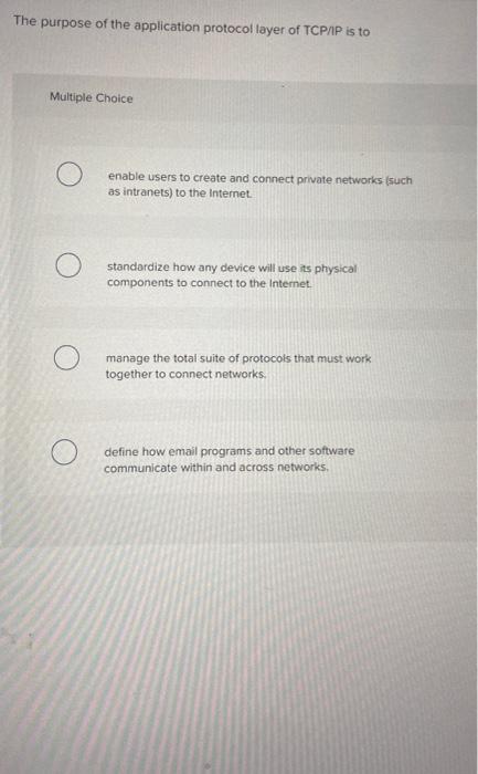 Solved The purpose of the application protocol layer of | Chegg.com