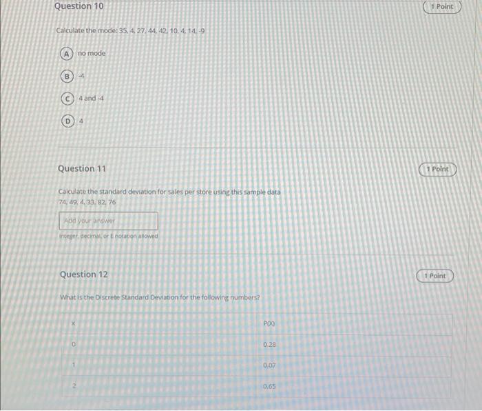 Solved Calculate the mode: 35,4,27,44,42,10,4,14,−9 no mode | Chegg.com