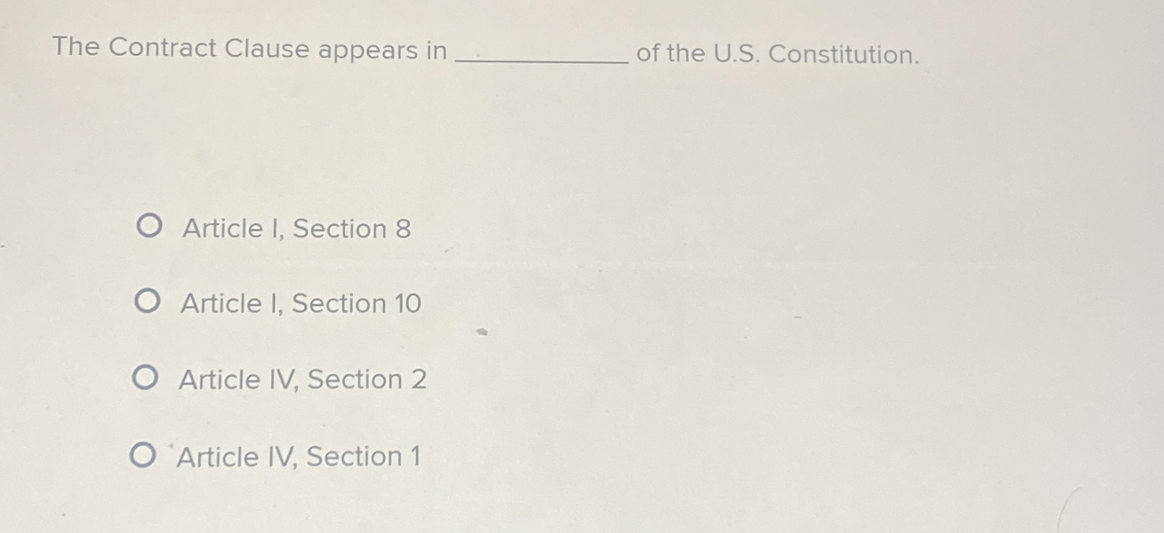 Solved The Contract Clause appears in ﻿of the U.S. | Chegg.com
