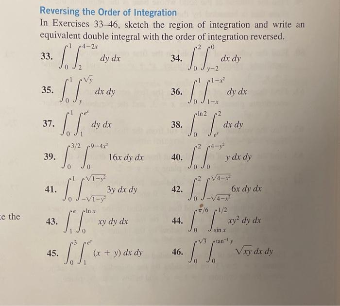 Solved Reversing the Order of Integration In Exercises | Chegg.com
