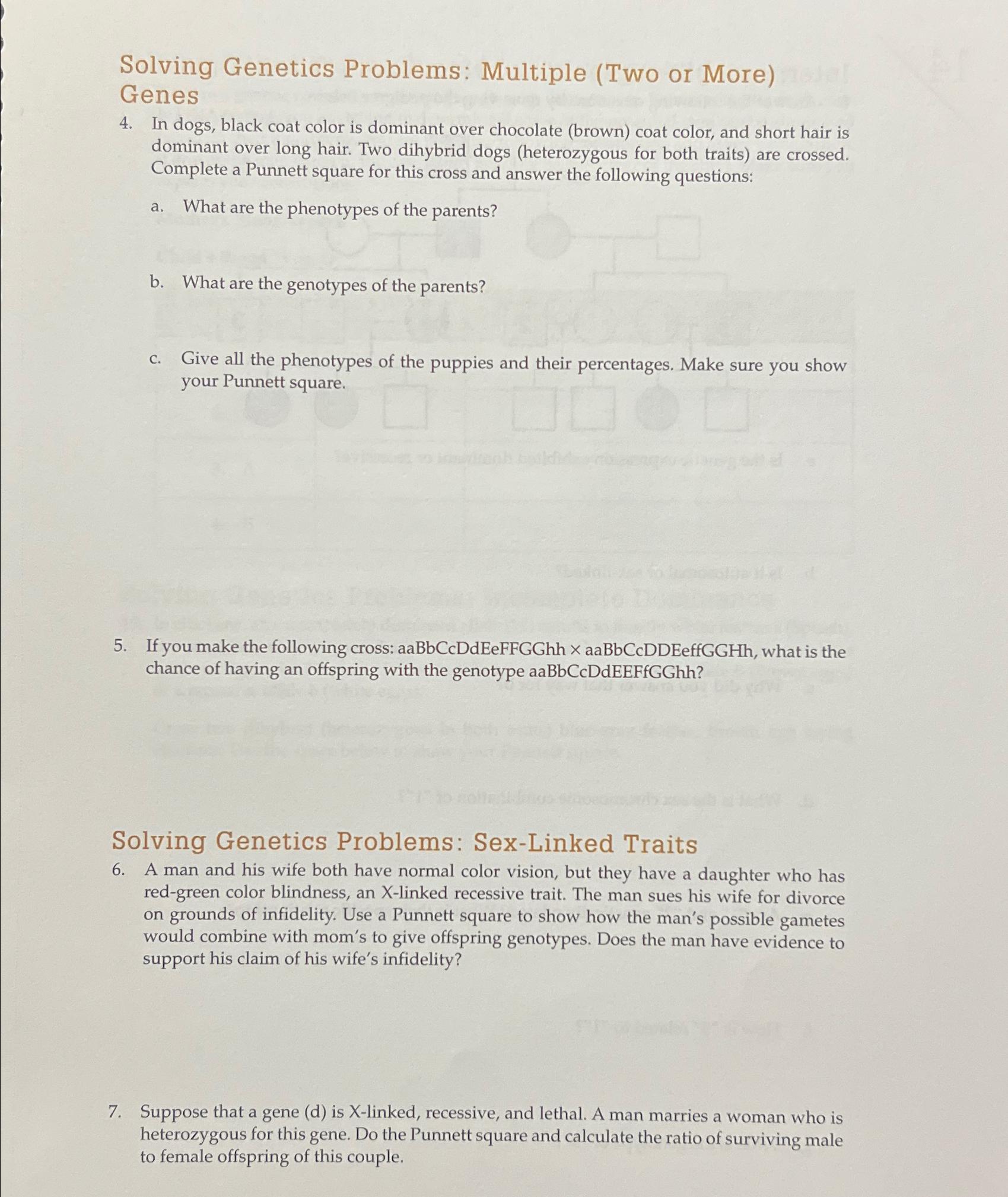 Solved Solving Genetics Problems: Multiple (Two or More) | Chegg.com