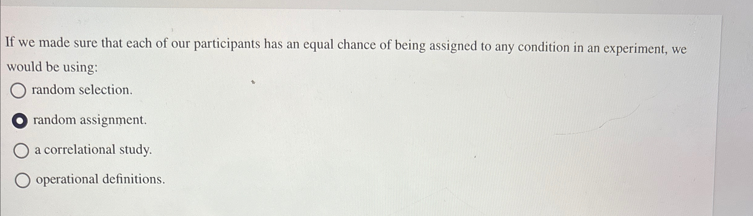 Solved If we made sure that each of our participants has an | Chegg.com