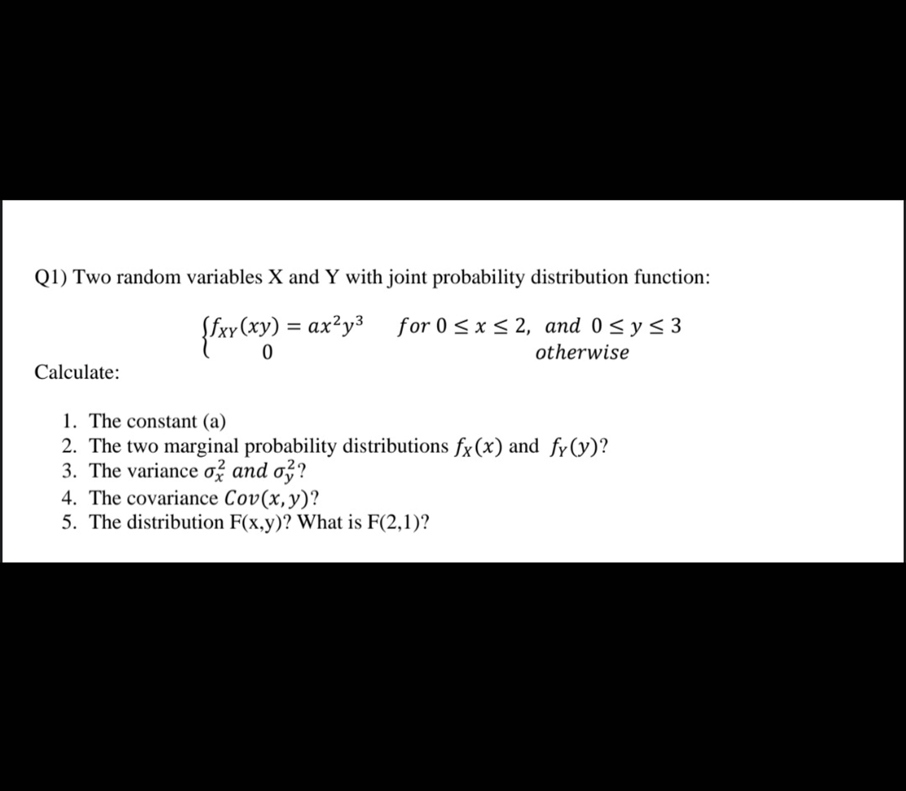 Solved Q1 two Random Variables X and Y with Joint