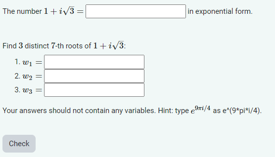 Solved The number 1+i32=n exponential form.Find 3 ﻿distinct | Chegg.com