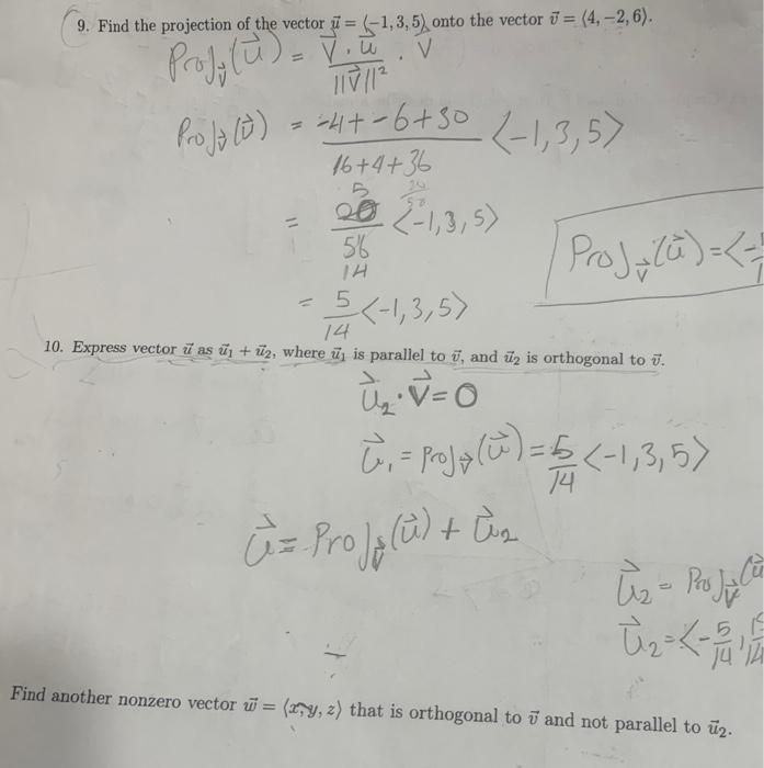 Solved 9. Find the projection of the vector u= −1,3,5 , onto | Chegg.com