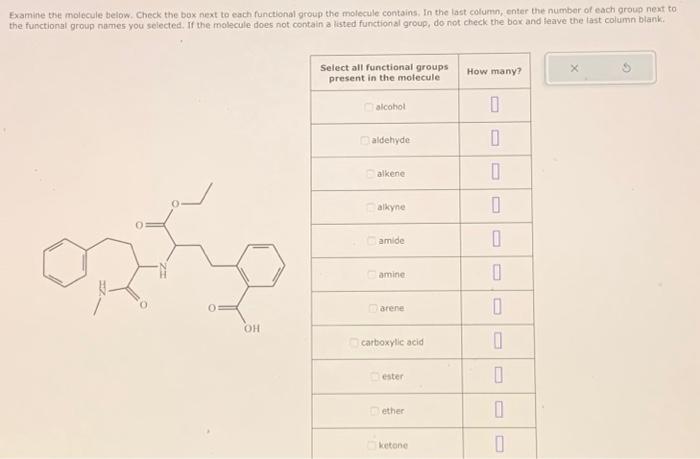 Examine the molecule below. Check the box next to | Chegg.com