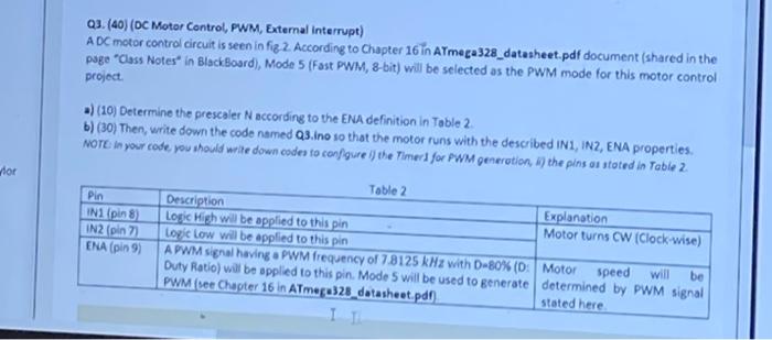 Solved Q3. (40) (DC Motor Control, PWM, External interrupt) | Chegg.com