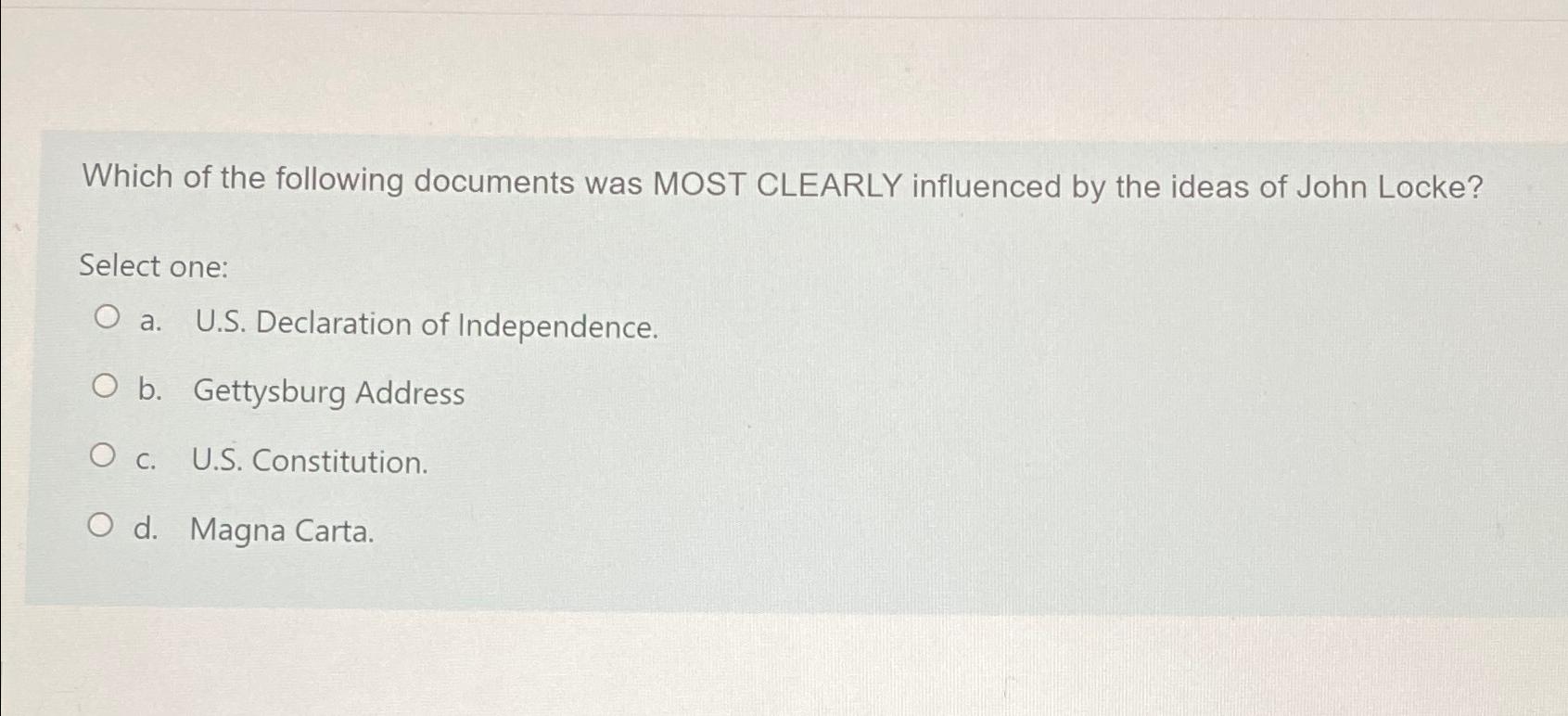 Solved Which of the following documents was MOST CLEARLY | Chegg.com