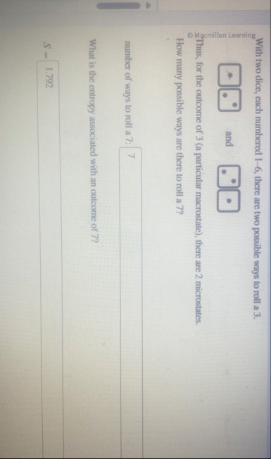 Solved With two dice, each numbered 1-6, ﻿there are two | Chegg.com