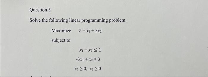 Solved Solve the following linear programming problem. | Chegg.com