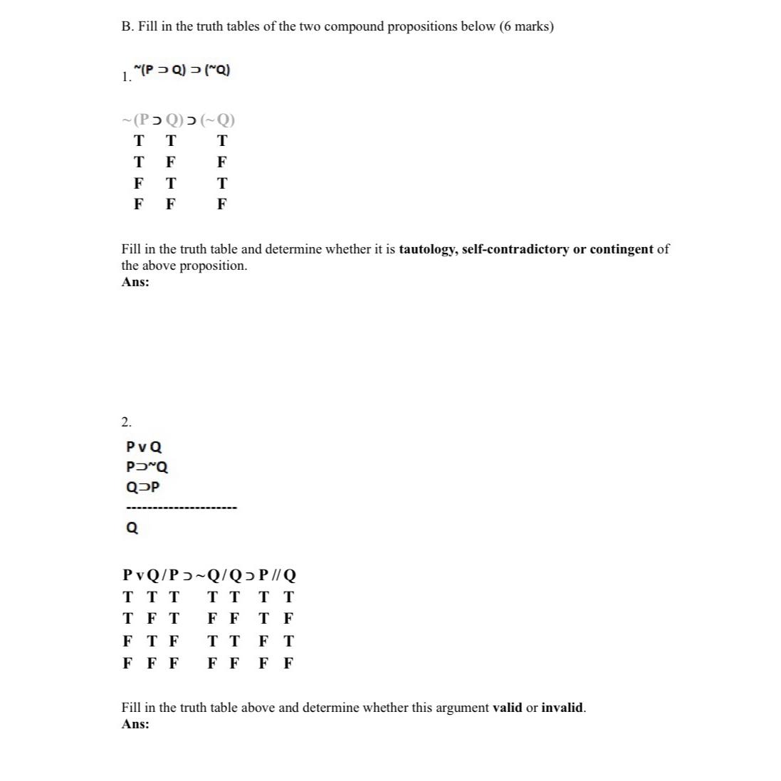 Solved B. ﻿Fill in the truth tables of the two compound | Chegg.com