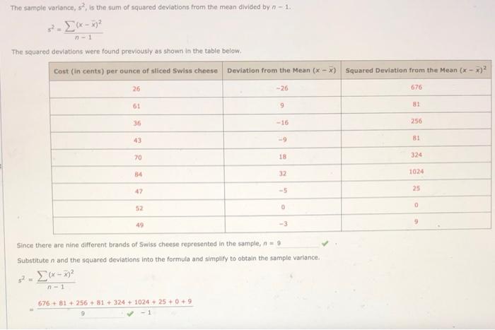 Solved The Sample Variance S2 Is The Sum Of Squared 0438