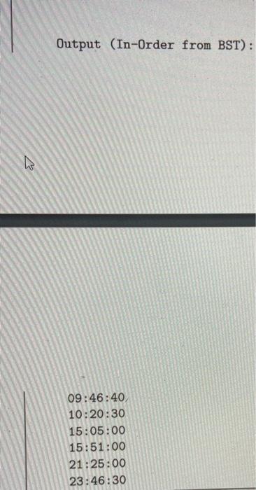 Solved 3 Binary Search Tree - Time24 Design a class Time24, | Chegg.com