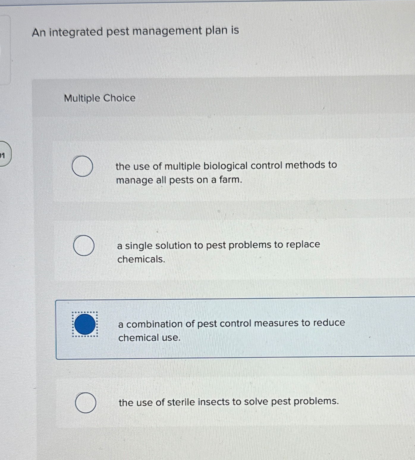 Solved An integrated pest management plan isMultiple | Chegg.com
