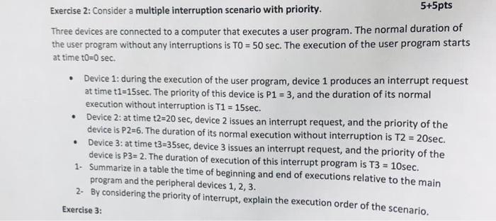 Exercise 2: Consider a multiple interruption scenario | Chegg.com