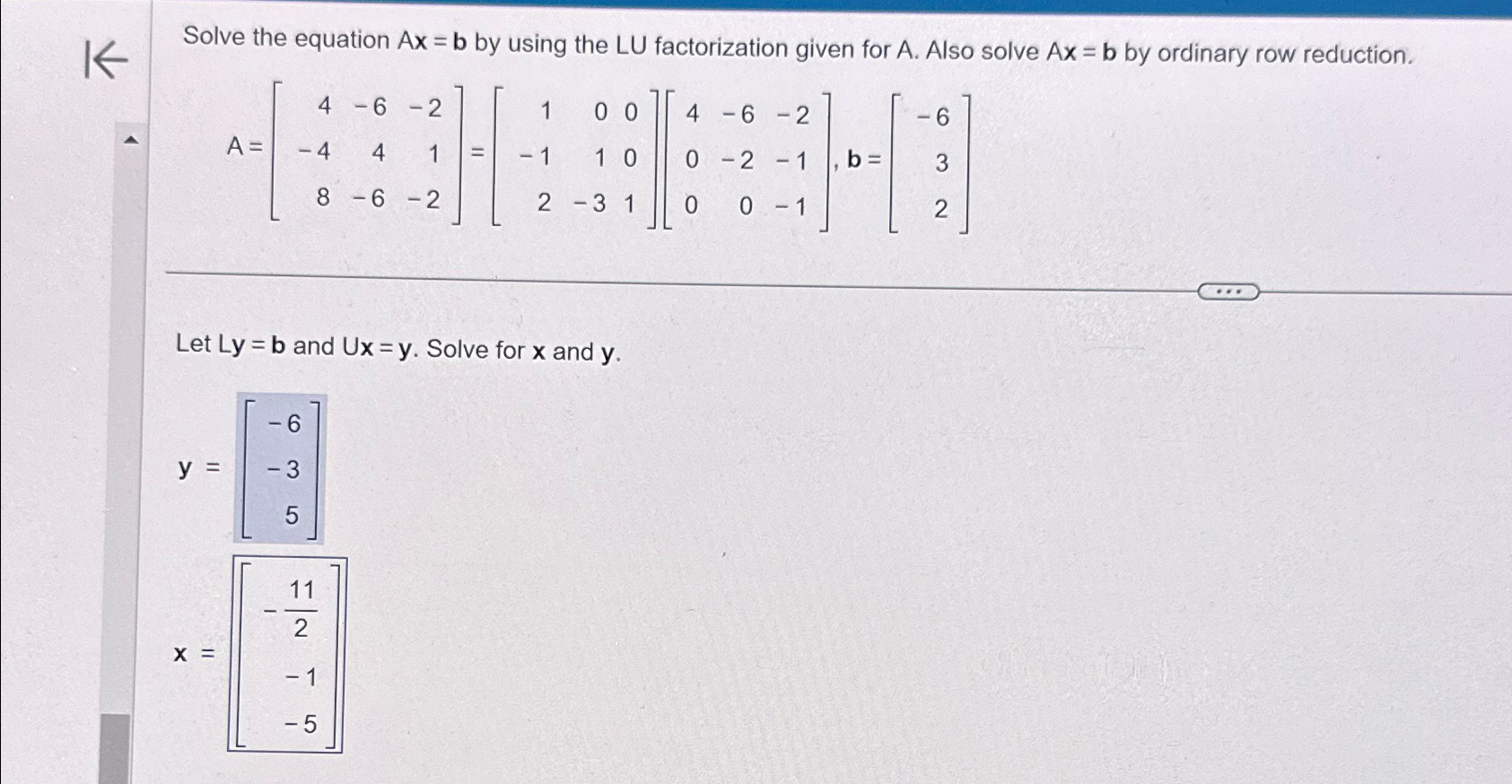 Solved Solve the equation Ax=b ﻿by using the LU | Chegg.com