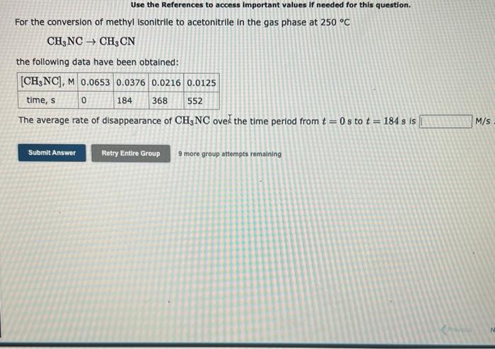 Solved CH3NC→CH3CN the following data have been obtained: | Chegg.com