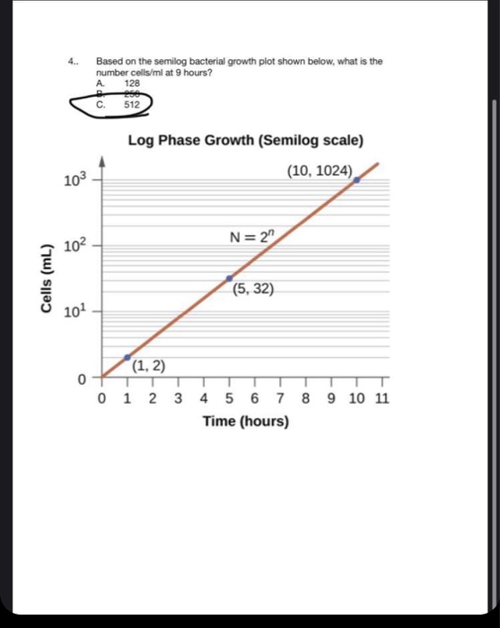 Solved Based on the semilog bacterial growth plot shown | Chegg.com