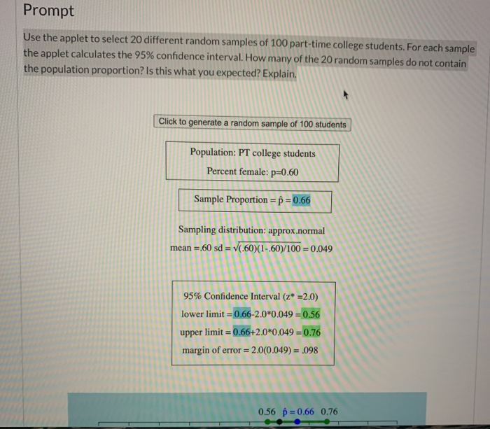 Solved Prompt Use the applet to select 20 different random | Chegg.com