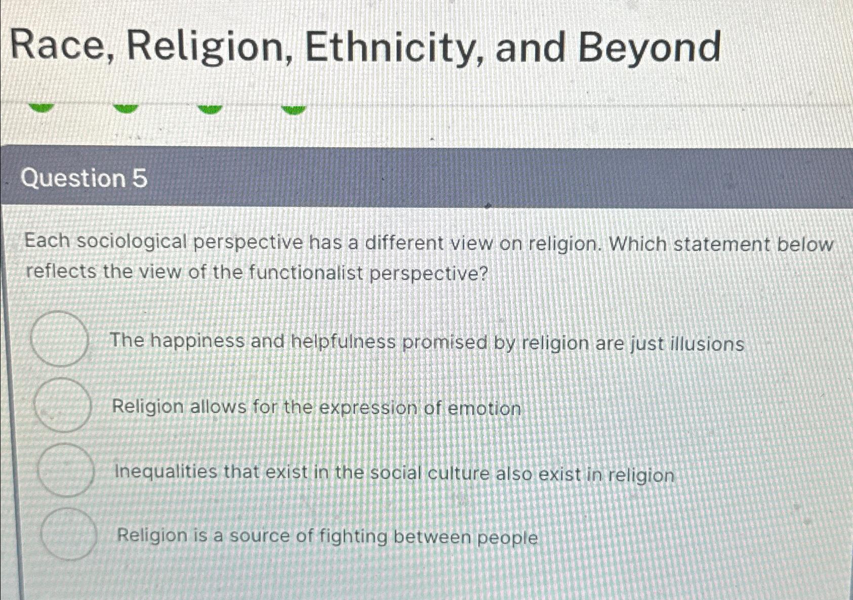 Solved Race, Religion, Ethnicity, and BeyondQuestion 5Each | Chegg.com