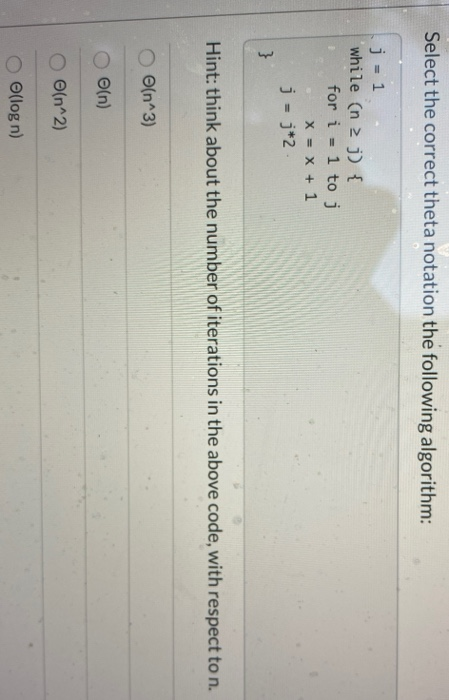 Solved Jelect the correct theta notation the following | Chegg.com