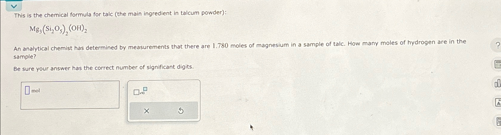 Solved This is the chemical formula for talc (the main | Chegg.com